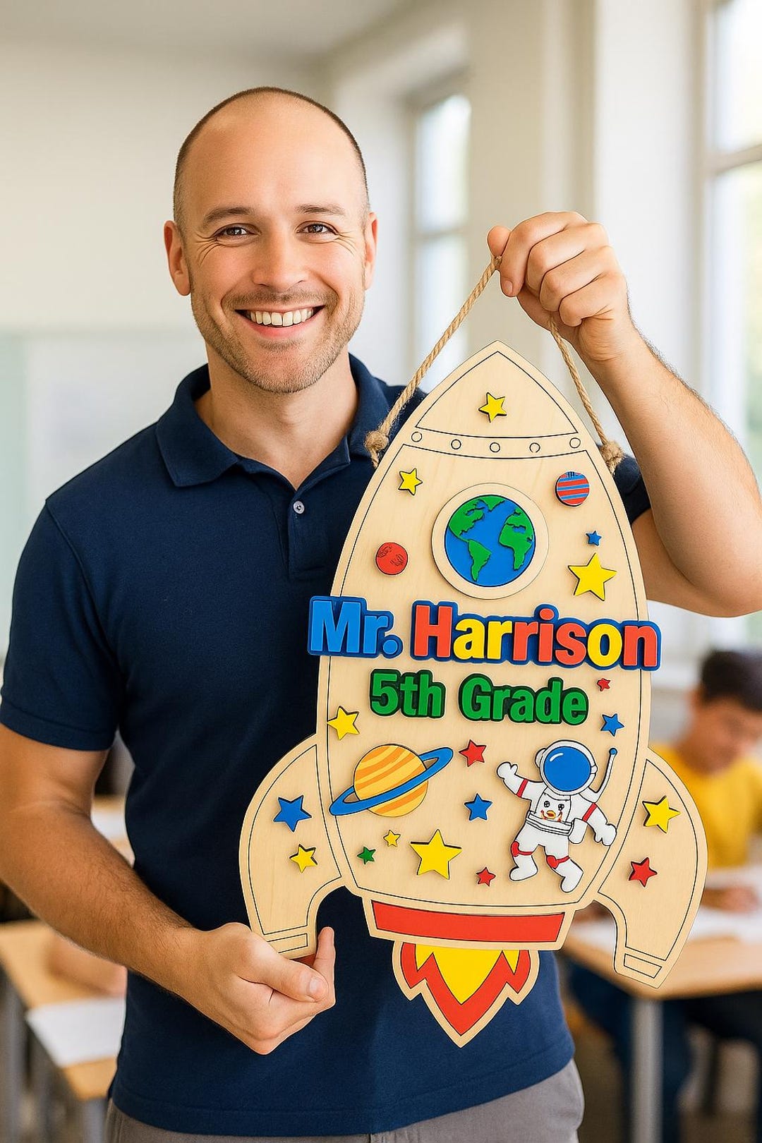 Personalized Rocket Classroom Door Sign, Space Theme Teacher Gift - Etsy