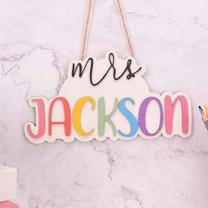 Personalized Teacher Name Sign, Teacher Welcome Sign, 2 Layer Door Sign ...