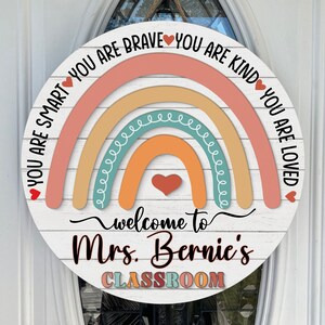 Personalized Teacher Door Sign: Boho Rainbow Classroom Decor - Etsy