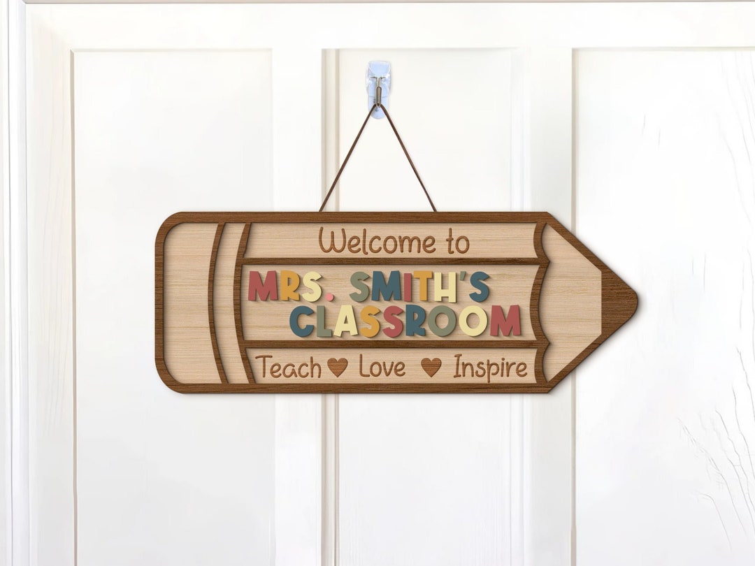 Personalized Teacher Door Hanger, Classroom Decor, Teacher Doorsign ...