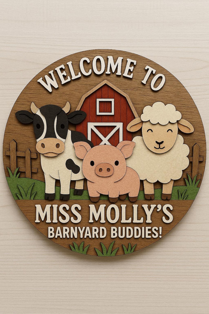 Farm Animal Classroom Sign, Personalized Teacher Door Sign, Barnyard ...