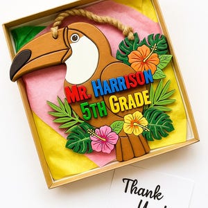 Tropical Toucan Classroom Sign, Personalized Teacher Gift, Jungle Decor ...