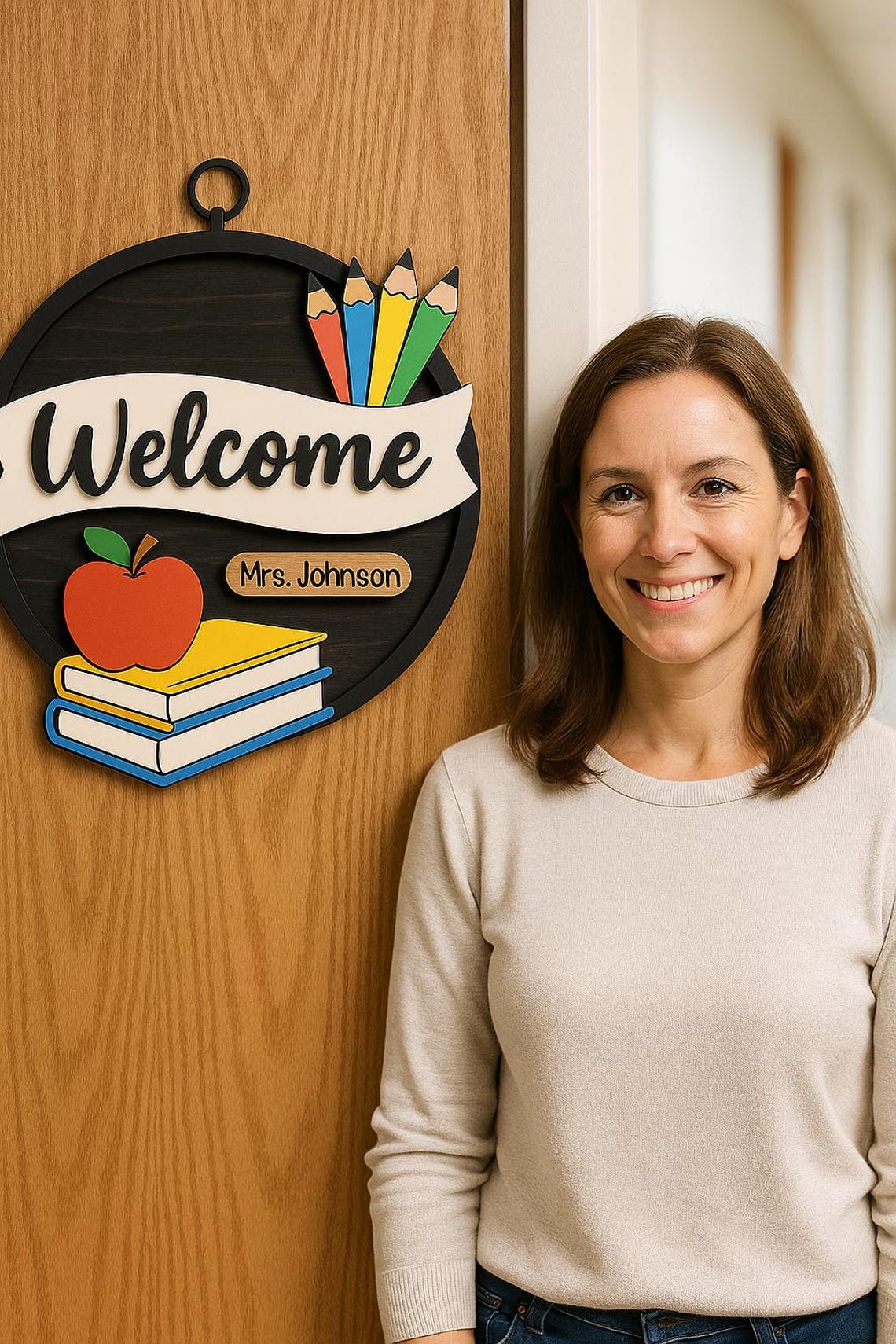 Personalized Teacher Welcome Sign: Hand-painted Wooden Classroom Decor ...