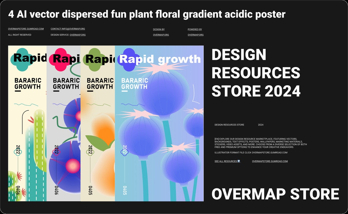 4 Dispersed Fun Inspirational Plant Floral Gradient Acidic Art Niche ...