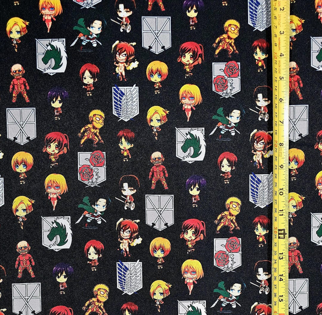 AOT Anime Chibi Black 1 Yard Fabric 36x58 Brand New - Etsy