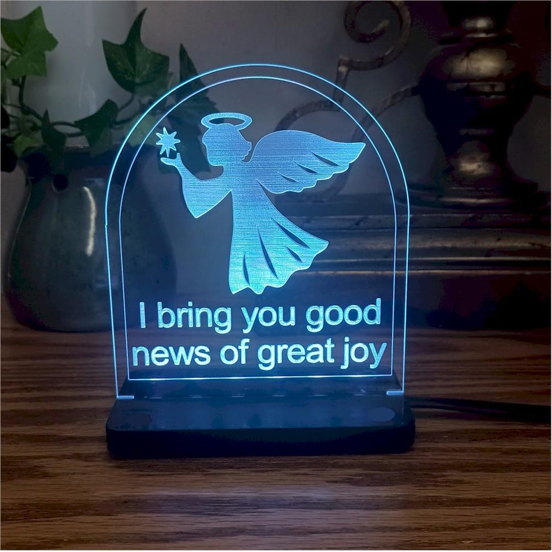 Inspirational Edge-lit LED Sign Custom Engraved I Bring You Good News ...