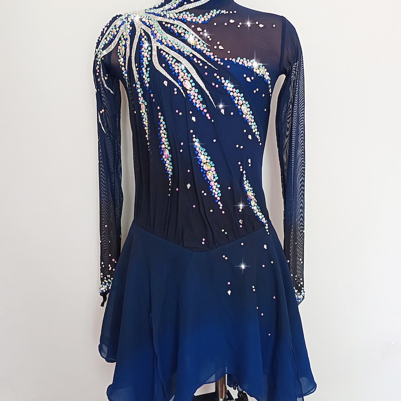 Blue Figure Skating Girls Dress - Etsy UK
