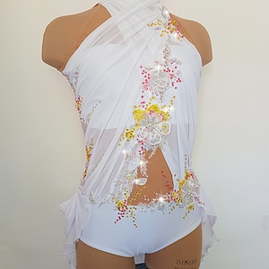 White Competition Solo Lyrical Dance Costume Contemporary Leotard - Etsy