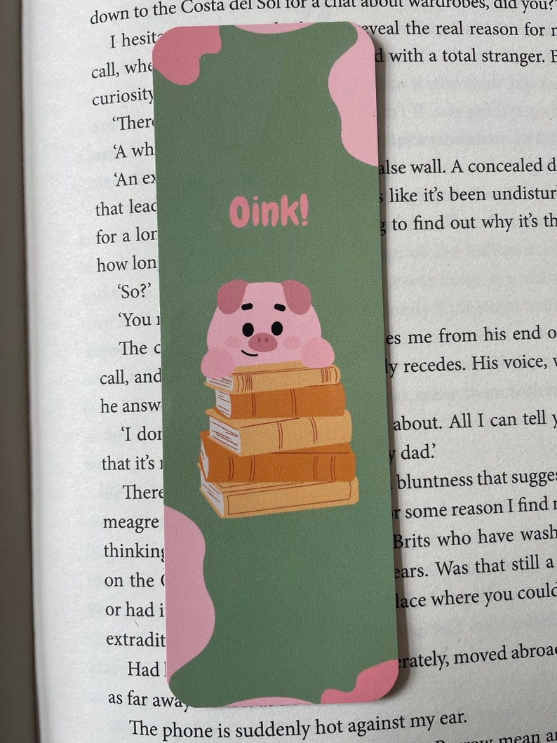 Pig Bookmark Cute Bookmark Book Gift Double Printed Book Lovers Oink ...