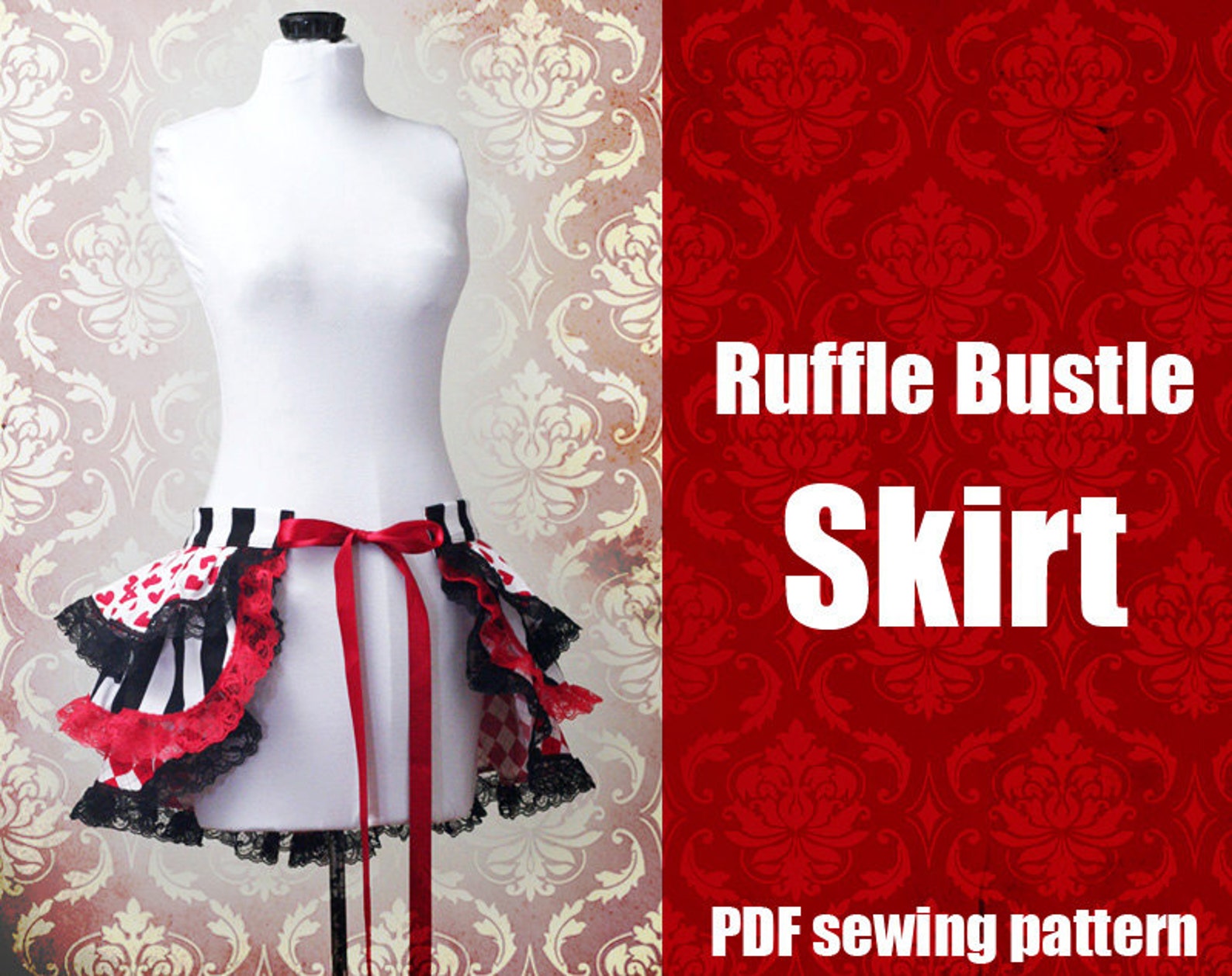 Ruffle Bustle Skirt Sewing Pattern, Tiered Flouncy Pannier Skirt for ...