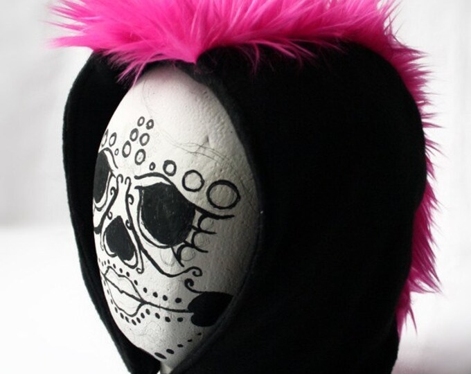 Handmade Punk Rock Mohawk Hat Black and Hot Pink - SHOCKER MOHAT ...