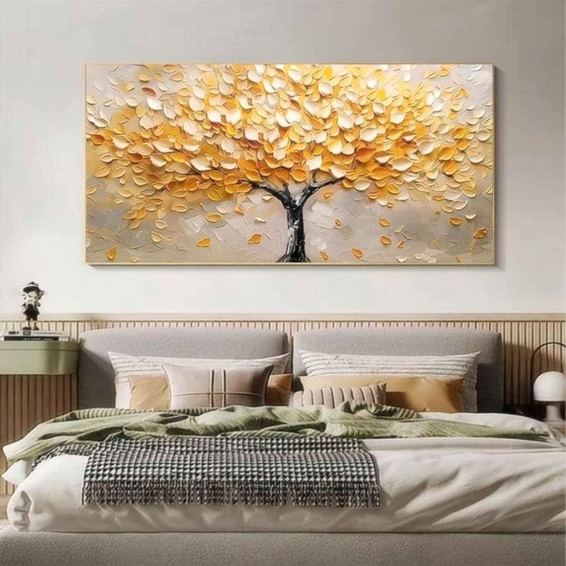 Original Yellow Tree Oil Painting on Canvas Large Abstract Textured ...