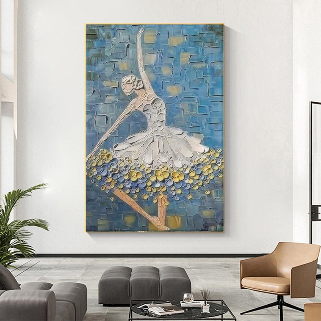 Original Ballet Dancer Oil Painting on Canvas, Large Wall Art, Abstract ...