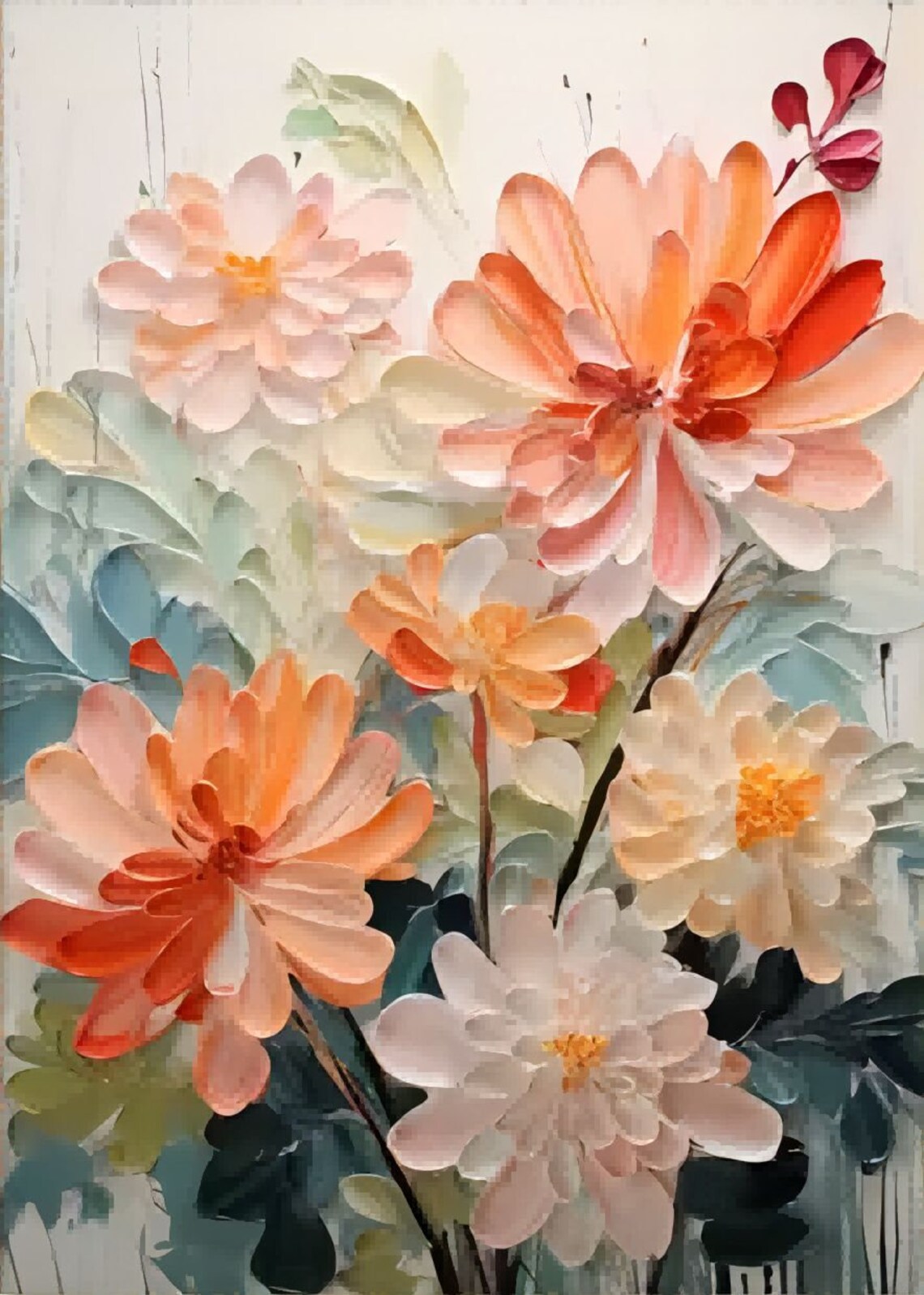 Original Flower Oil Painting on Canvas Large Abstract 3D Textured ...