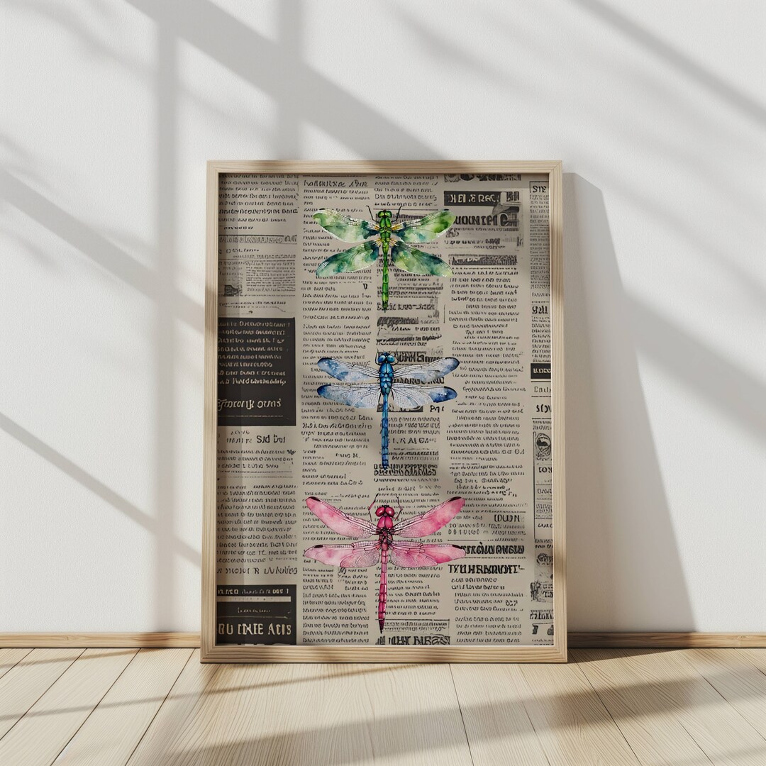 Dragonfly Watercolor Wall Art, Printable Wall Art, Dragonfly Poster ...