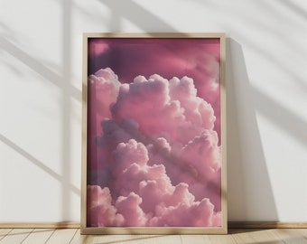 Cotton Candy Clouds Wall Art, Home Decor, Pink Clouds in the Sky ...