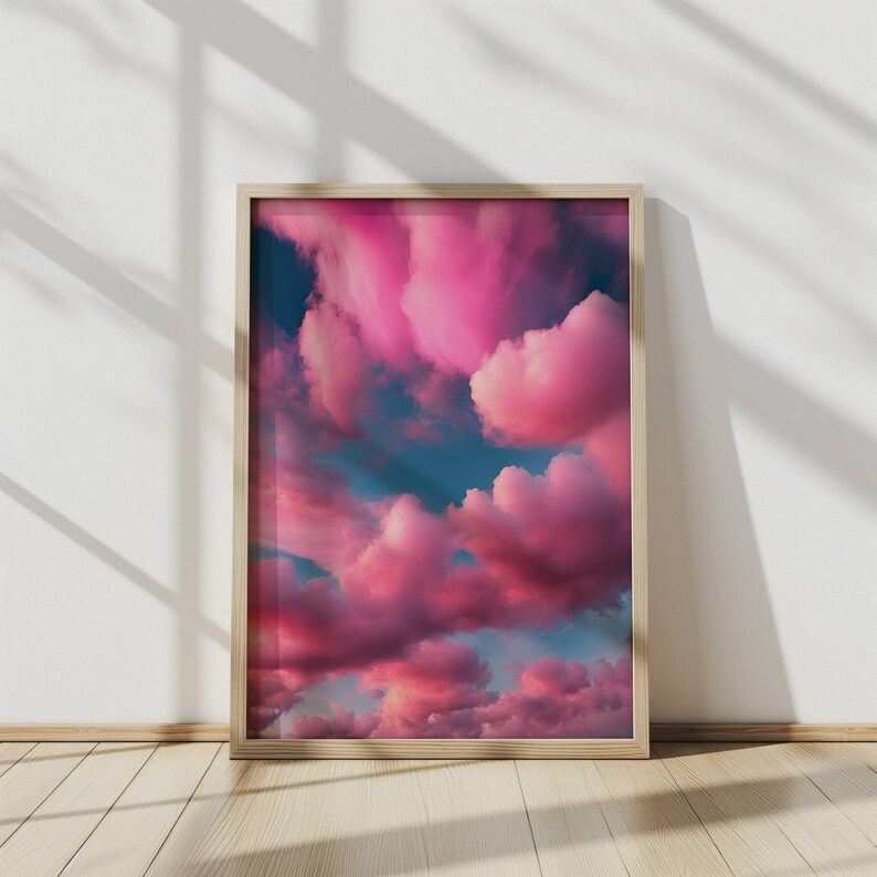Pink Clouds Wall Art, Cotton Candy Clouds Wall Art, Pink Clouds in the ...