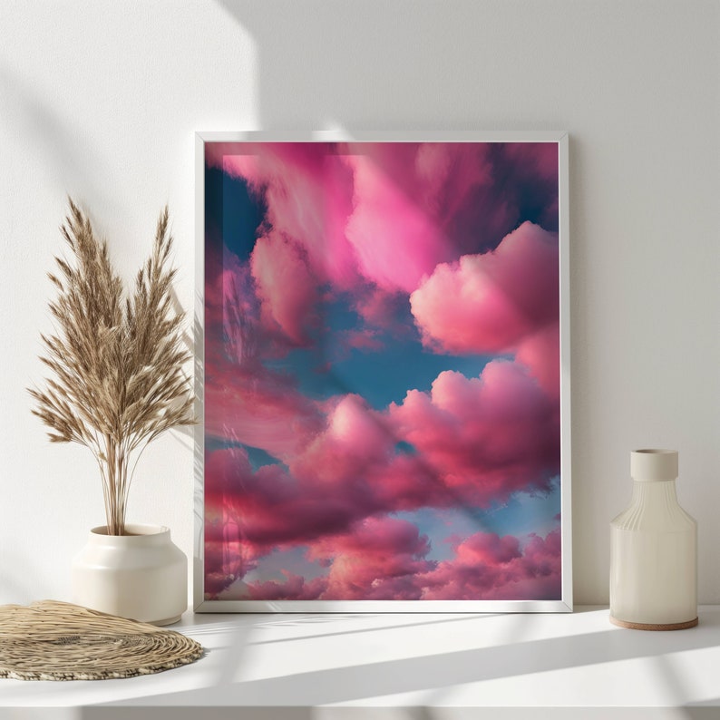 Pink Clouds Wall Art, Cotton Candy Clouds Wall Art, Pink Clouds in the ...
