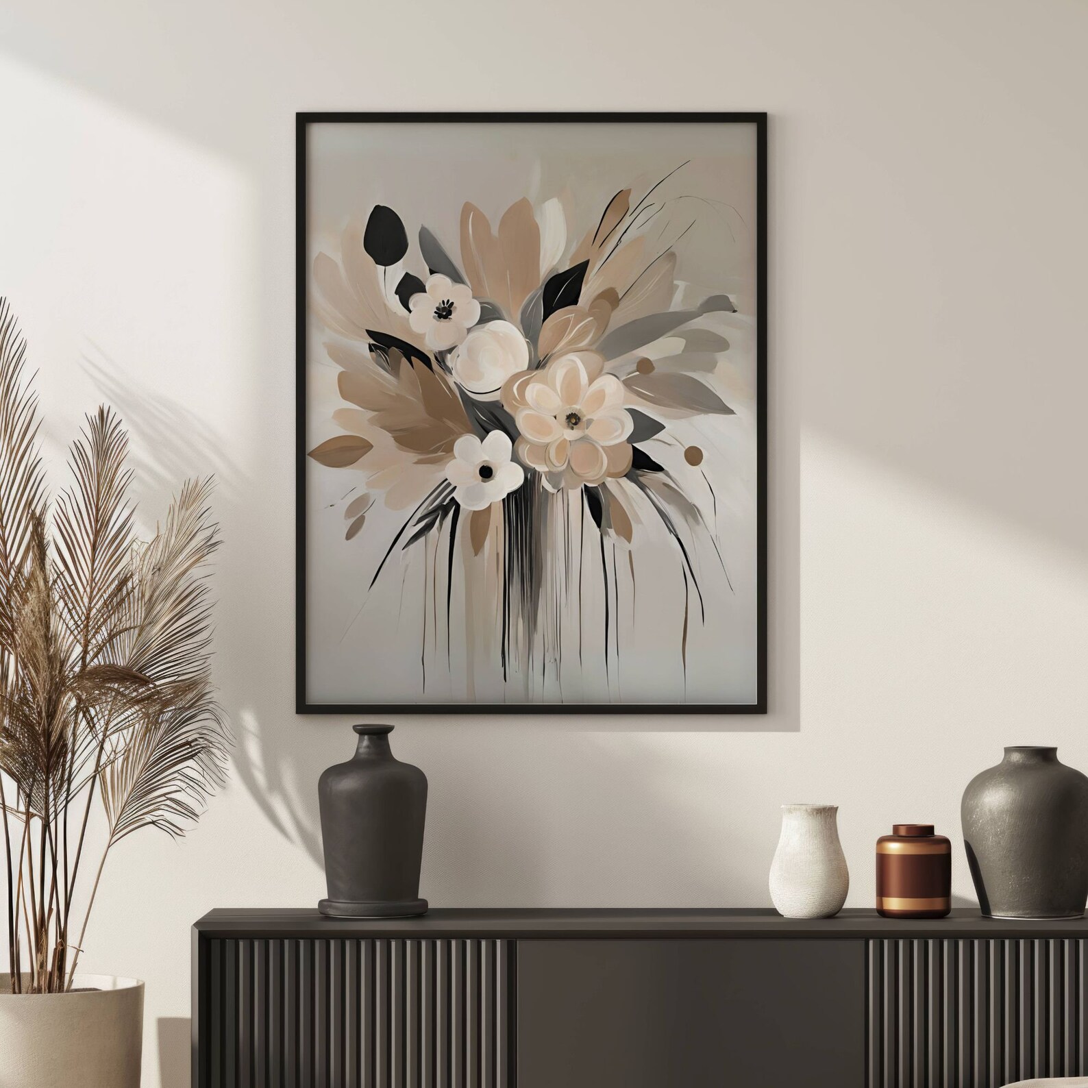 Abstract Flower Bouquet, Neutral Bouquet, Beige Flowers, Abstract ...