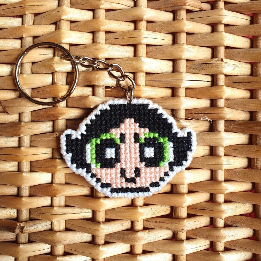 Buttercup Powerpuff Girls Keychain - Handmade Cross Stitch Accessory ...
