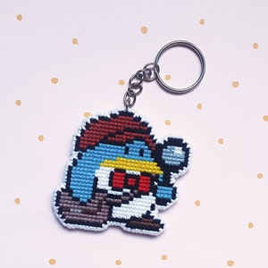 Paper Mario Pennington Cross Stitch Keychain Handmade Modern Colourful ...