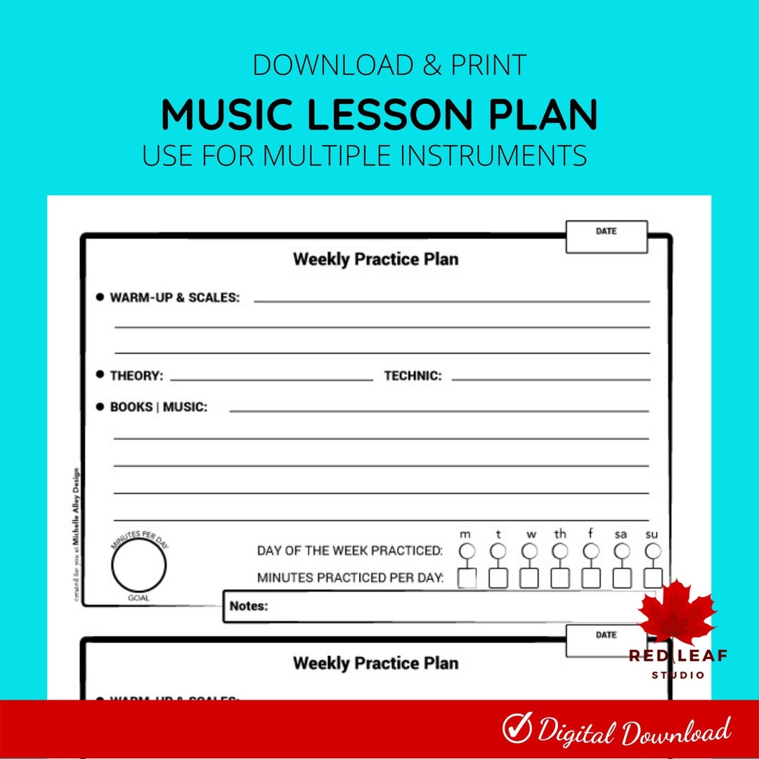 Music Assignment Sheet | Weekly Piano Lesson Tracker | Music Practice ...