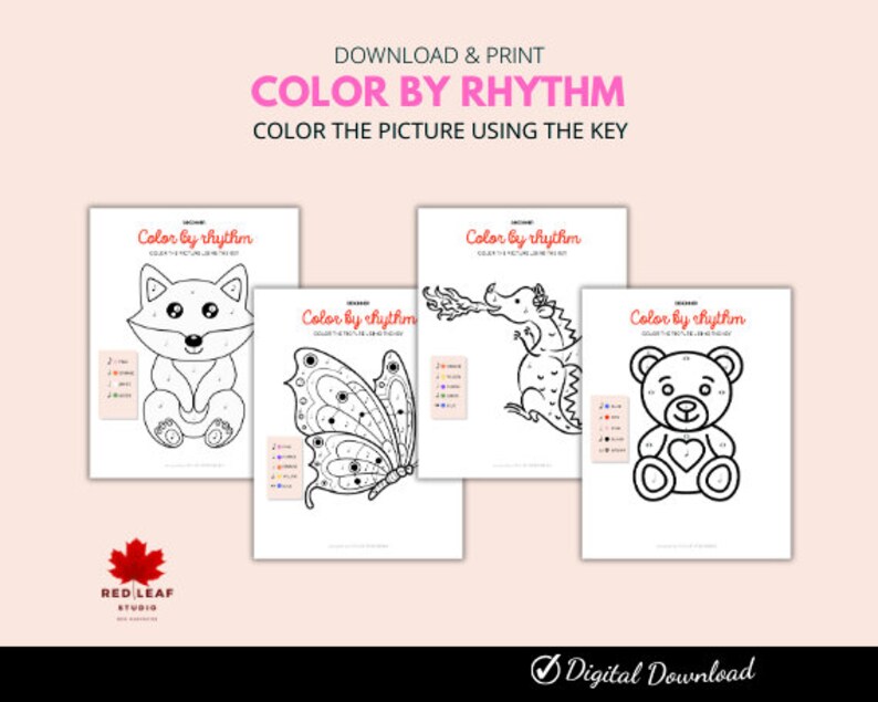 Color by Rhythm Music Theory Printable Preschool Music Beginner PDF US ...