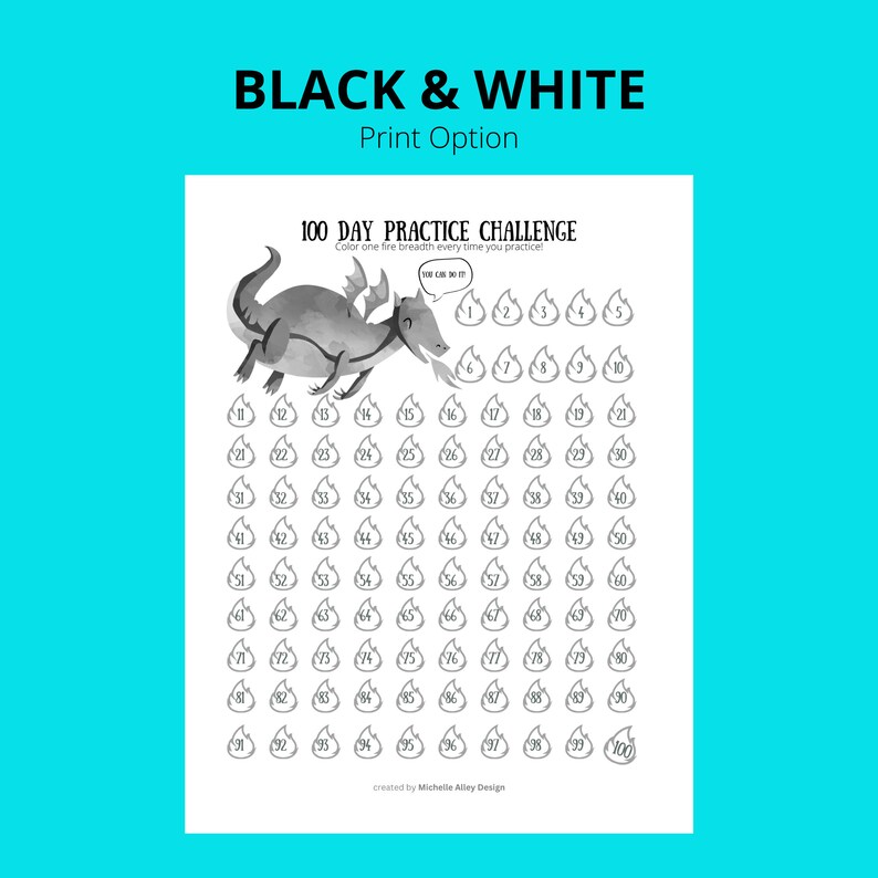 Dragon 100-day Practice Chart: Habit Tracker (PDF) - Etsy