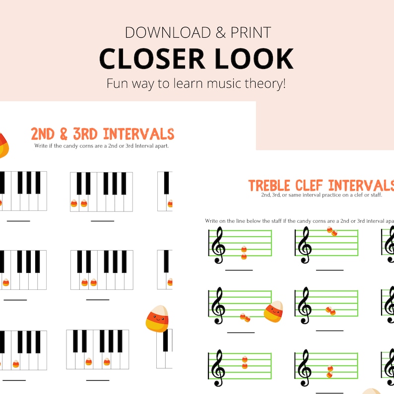 Beginner Music Theory | Interval Practice| Fall Theme | US Letter - Etsy