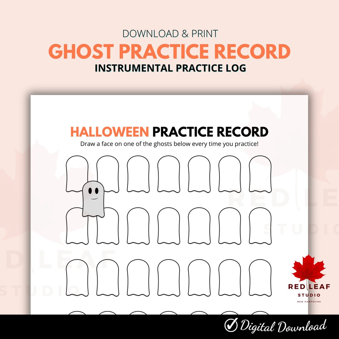 Halloween Ghost Practice Record | Music Practice Log | Piano Lesson ...