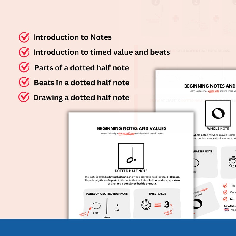 Dotted-half Note Music Theory Teaching Download | | Piano Lesson ...