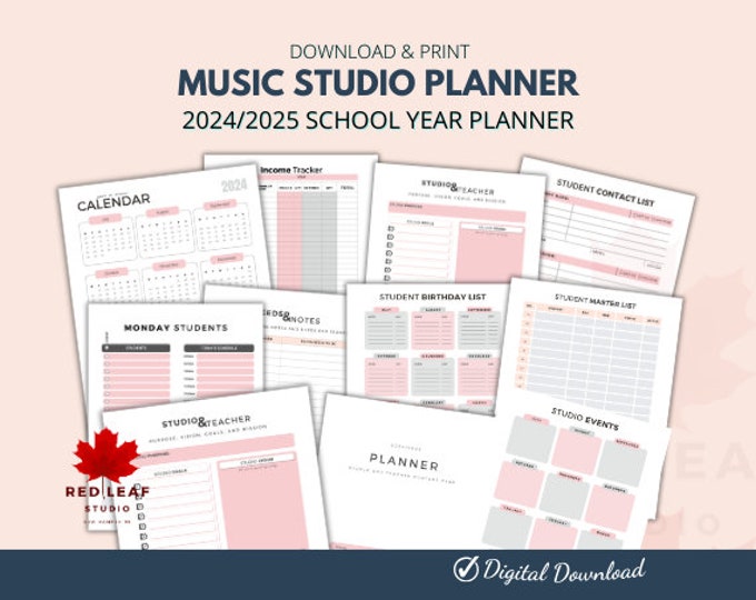 Music Teacher Planner Printable Musician Journal Piano Violin Guitar ...