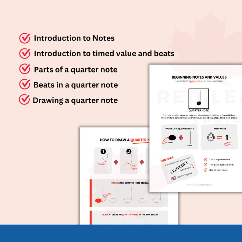 Quarter Note Music Theory Teaching Download | Piano Lesson | Public and ...