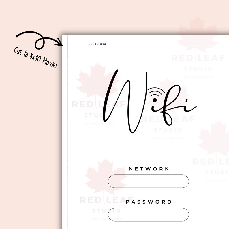 Wifi Netowrk Password Sign | Printable Wifi | PDF | PNG | US Letter ...