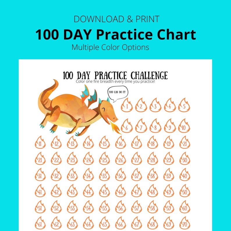 Dragon 100-day Practice Chart: Habit Tracker (PDF) - Etsy