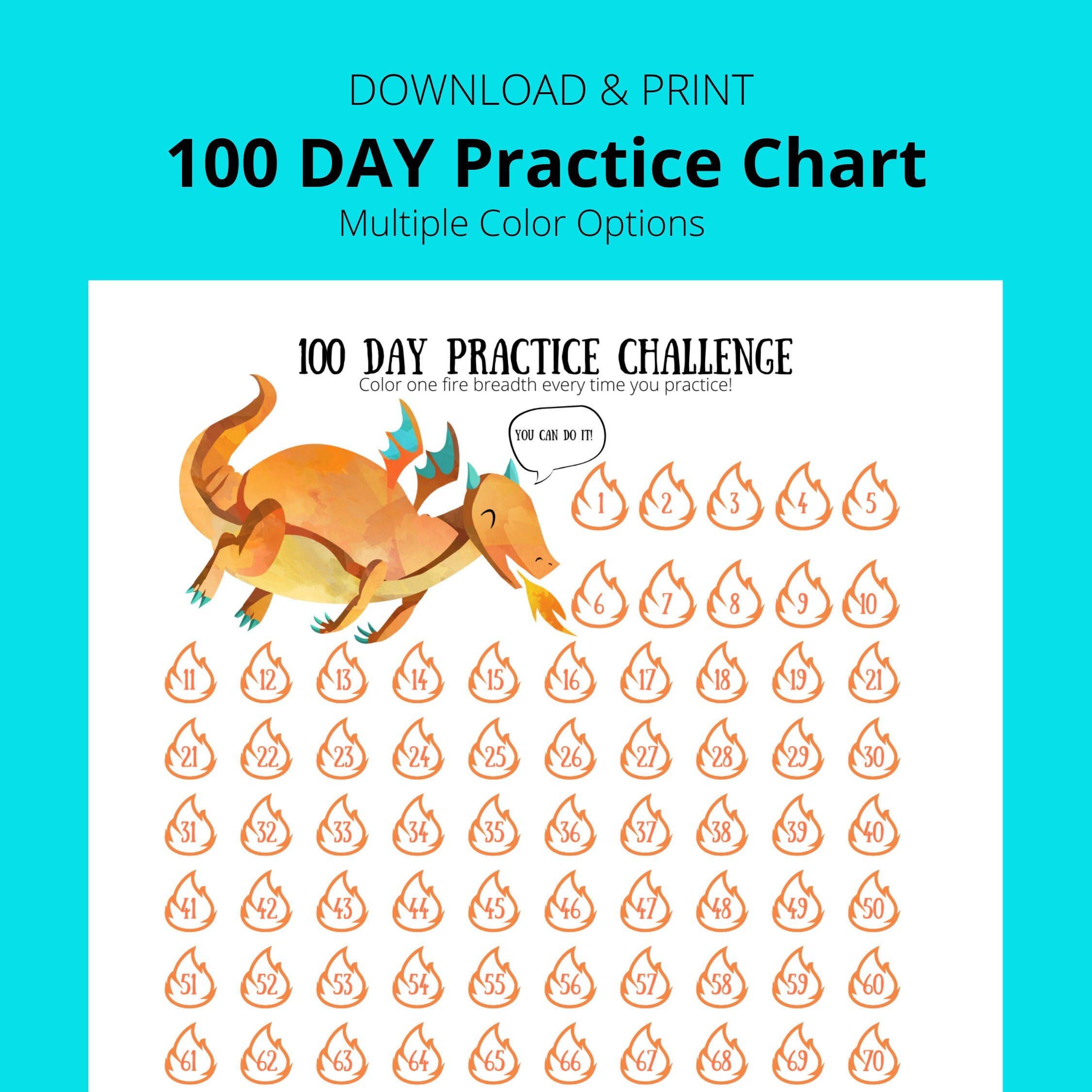 100 Day Practice Challenge |piano Practice | Printable Practice Habit ...
