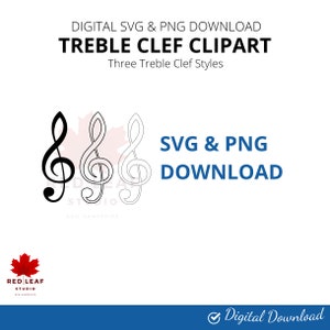 Music Clipart Clipart SVG PNG treble Clef Music - Etsy