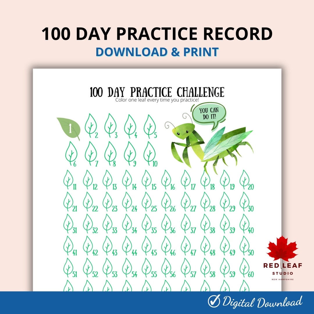 Praying Mantis 100-day Practice Chart: Habit Tracker (printable PDF) - Etsy