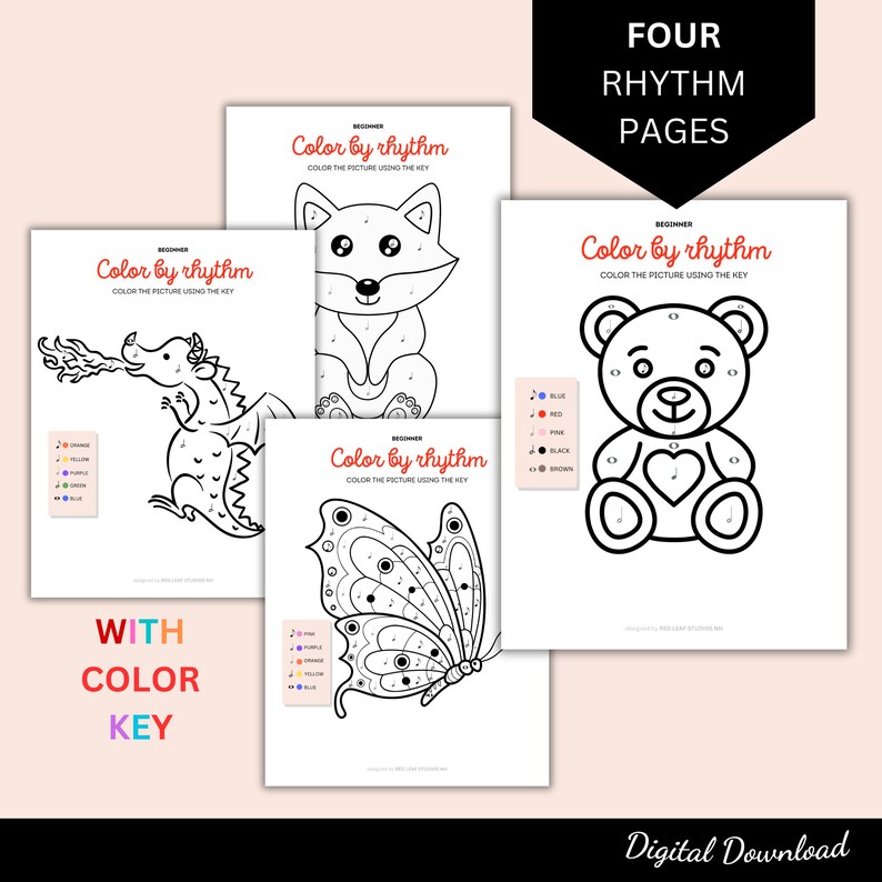 Color by Rhythm Music Theory Printable Preschool Music Beginner PDF US ...