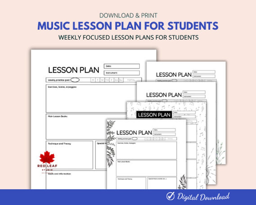 Piano Lesson Plan: Music Teacher & Student Record (PDF) - Etsy