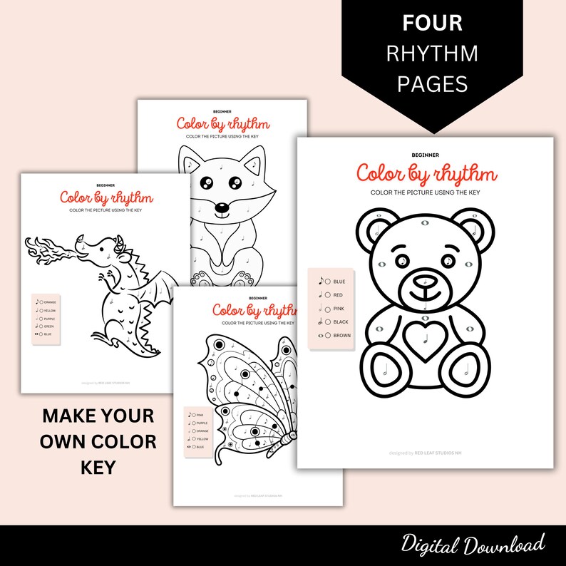 Color by Rhythm Music Theory Printable Preschool Music Beginner PDF US ...