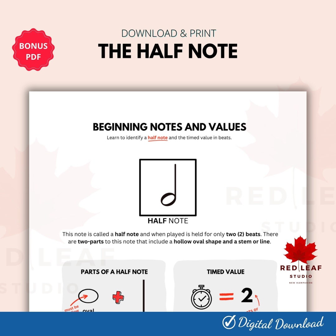 Half Note Music Theory Teaching Download | | Piano Lesson | Public ...