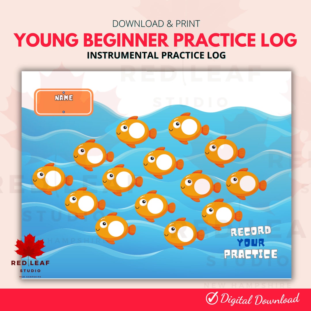 Fish and Sea Practice Log Music Young Beginner Practice Record Piano ...