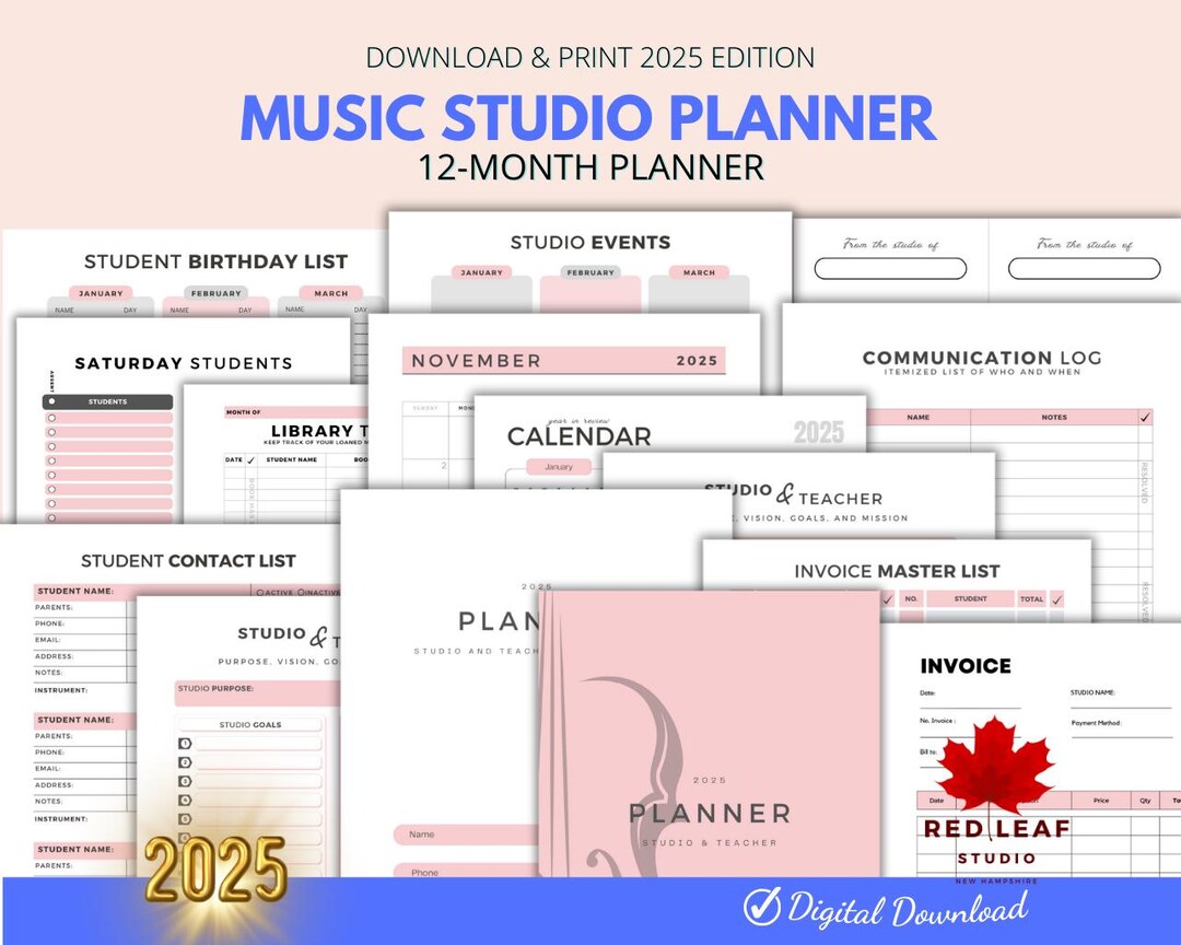 New Year 2025 Piano Teacher Studio Planner Music Teacher Organization ...