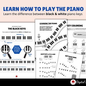 Piano Black Key Beginner Worksheet | Piano Lessons | Usletter | A4 - Etsy