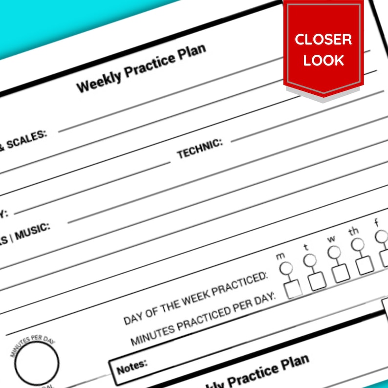 Music Assignment Sheet | Weekly Piano Lesson Tracker | Music Practice ...