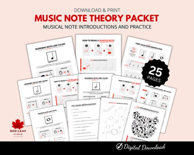 Music Note Theory Packet | Includes Note Descriptions, Worksheets ...