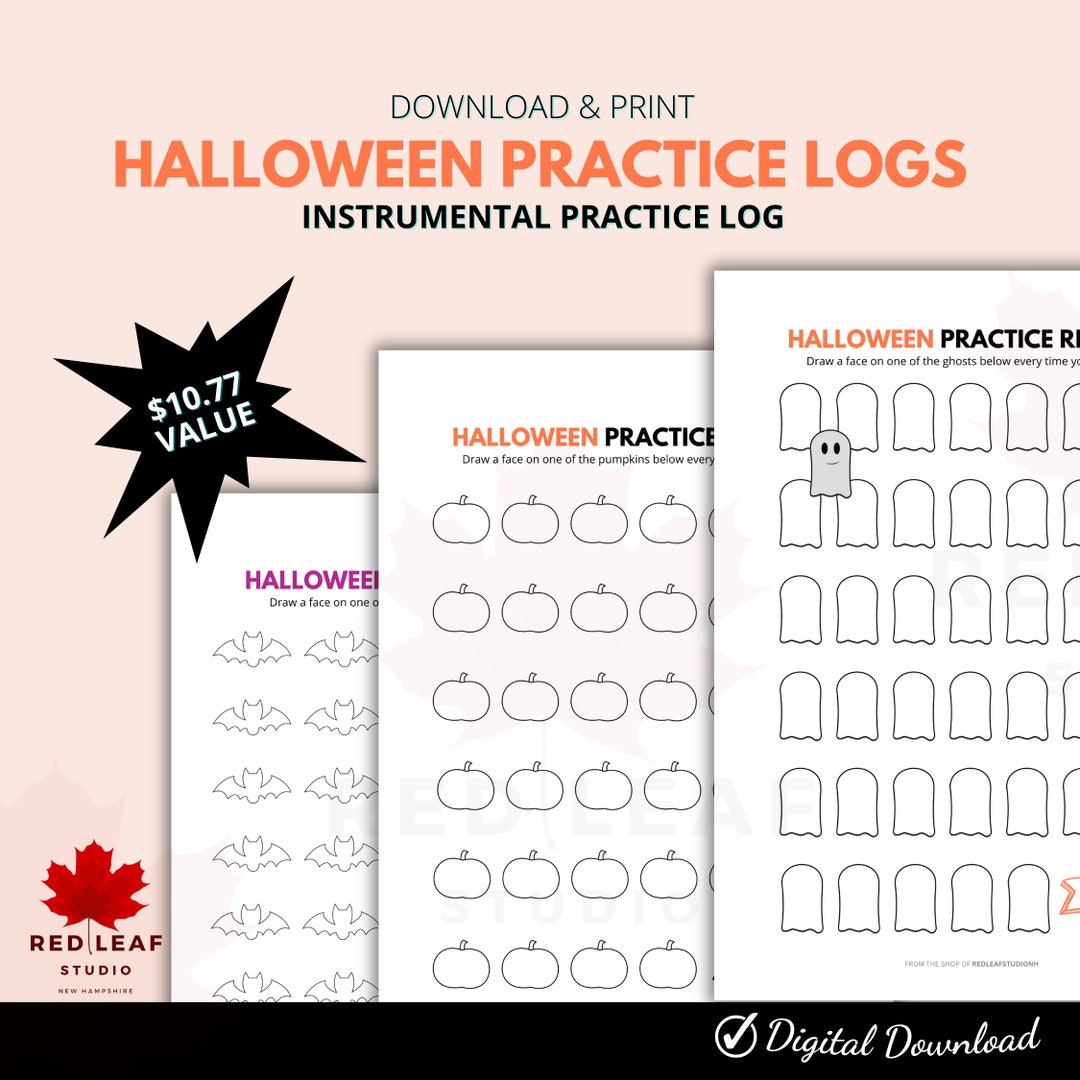 Halloween Ghost Practice Record Bundle | Music Practice Log Pack ...