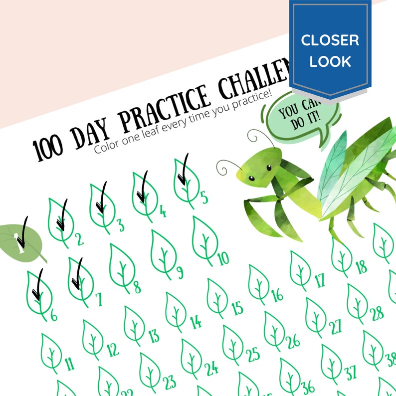 Praying Mantis 100-day Practice Chart: Habit Tracker (printable PDF) - Etsy