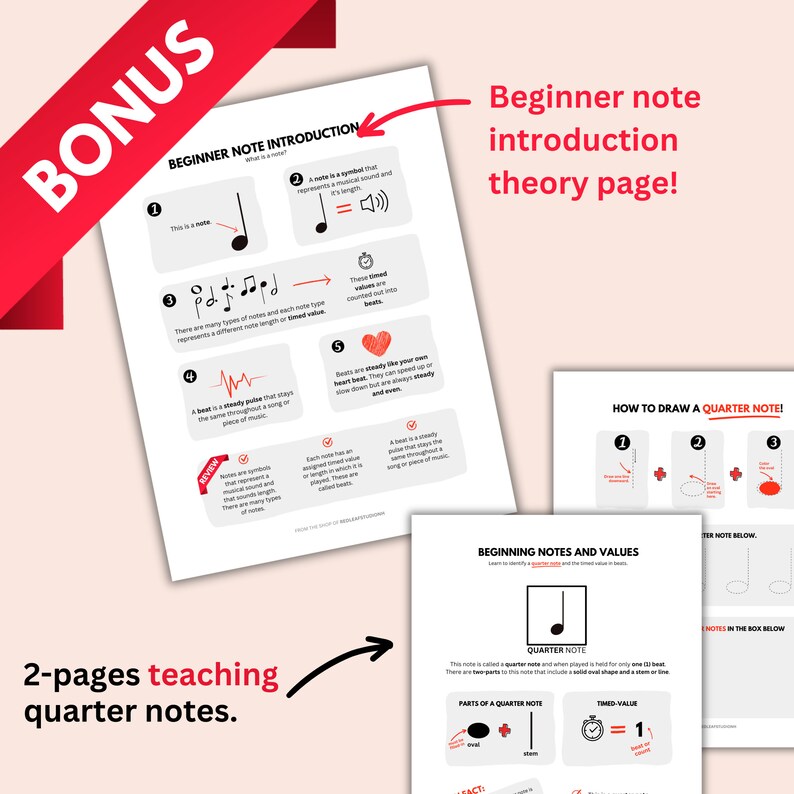 Quarter Note Music Theory Printable: Beginner Lesson (PDF) - Etsy